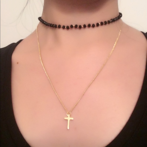 Jewelry | Double Layer Choker Necklace With Cross Pendant | Poshmark